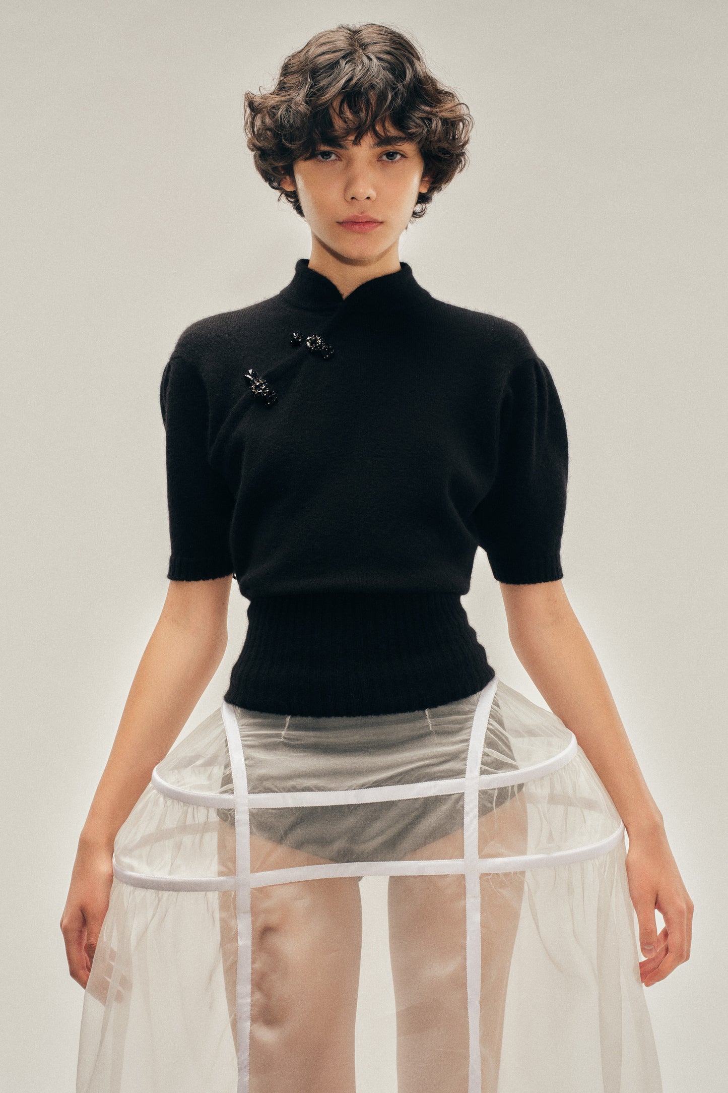 Embellished Mandarin Collar Cashmere Jumper – Simone Rocha